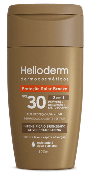 Protetor solar bronze fps30 efeito dourado 120ml helioderm | CallFarma